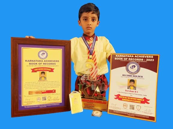 Darshan B L - Recited all the district names of Karnataka in 13 seconds.